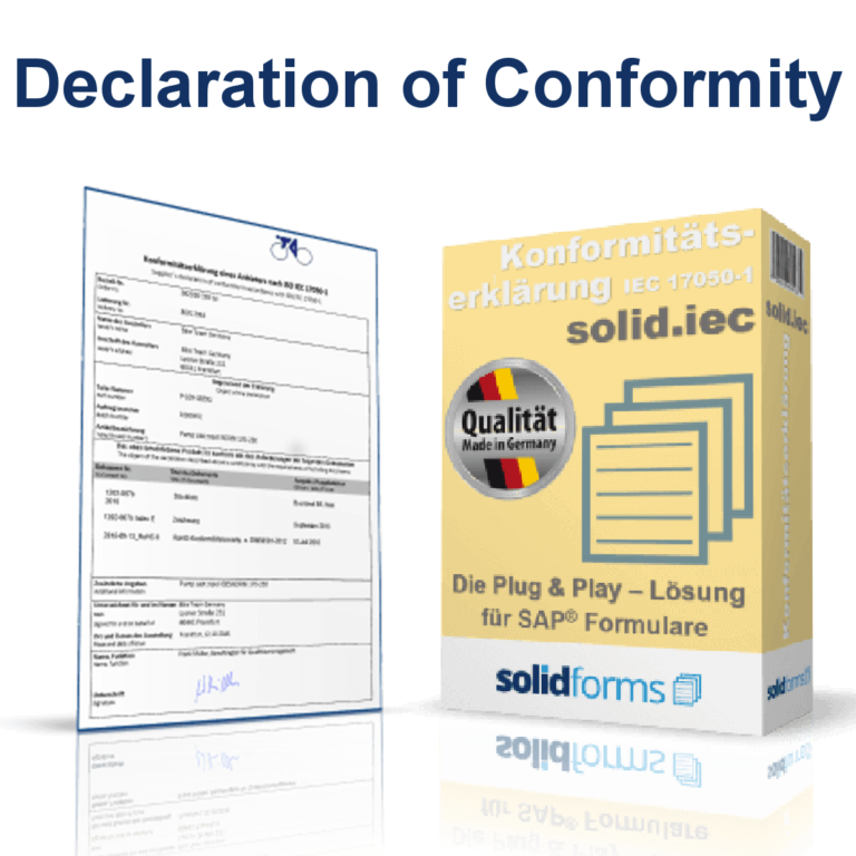 SAP Form Declaration of Conformity IEC 17050-1 | solidforms
