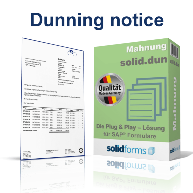 SAP Form Dunning notice | solidforms