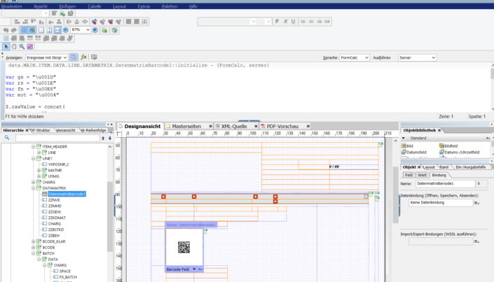 Creating a GS1 DataMatrix Barcode with SAP Adobe Forms