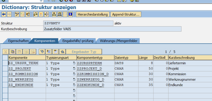 Extend the VA05 and VA05N with additional or customer-specific fields